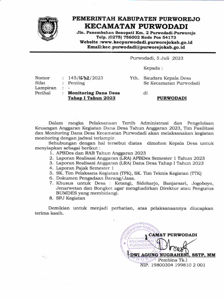 Monitoring DD Tahap 1 | PDF