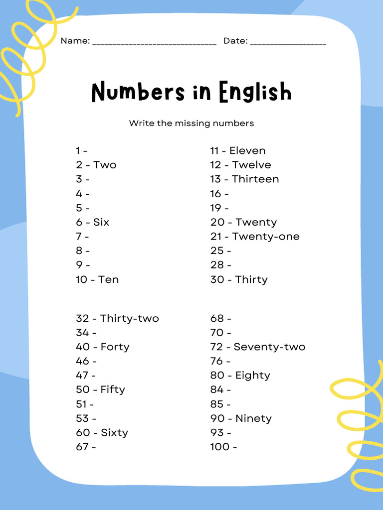 Numbers in English | PDF