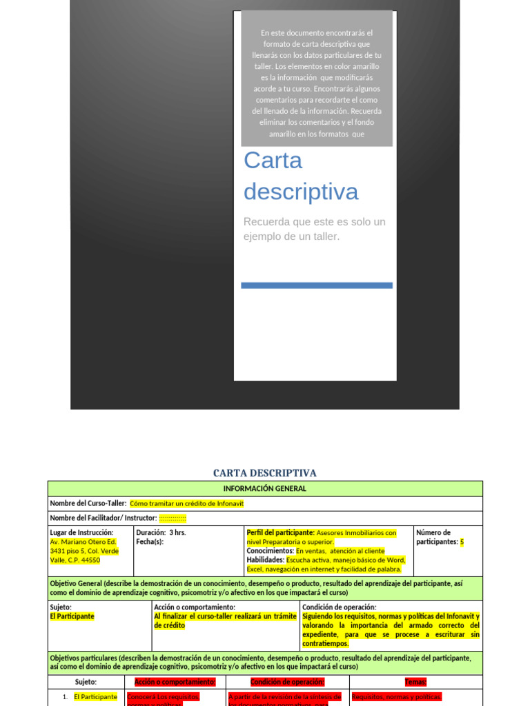 Carta Descriptiva | PDF