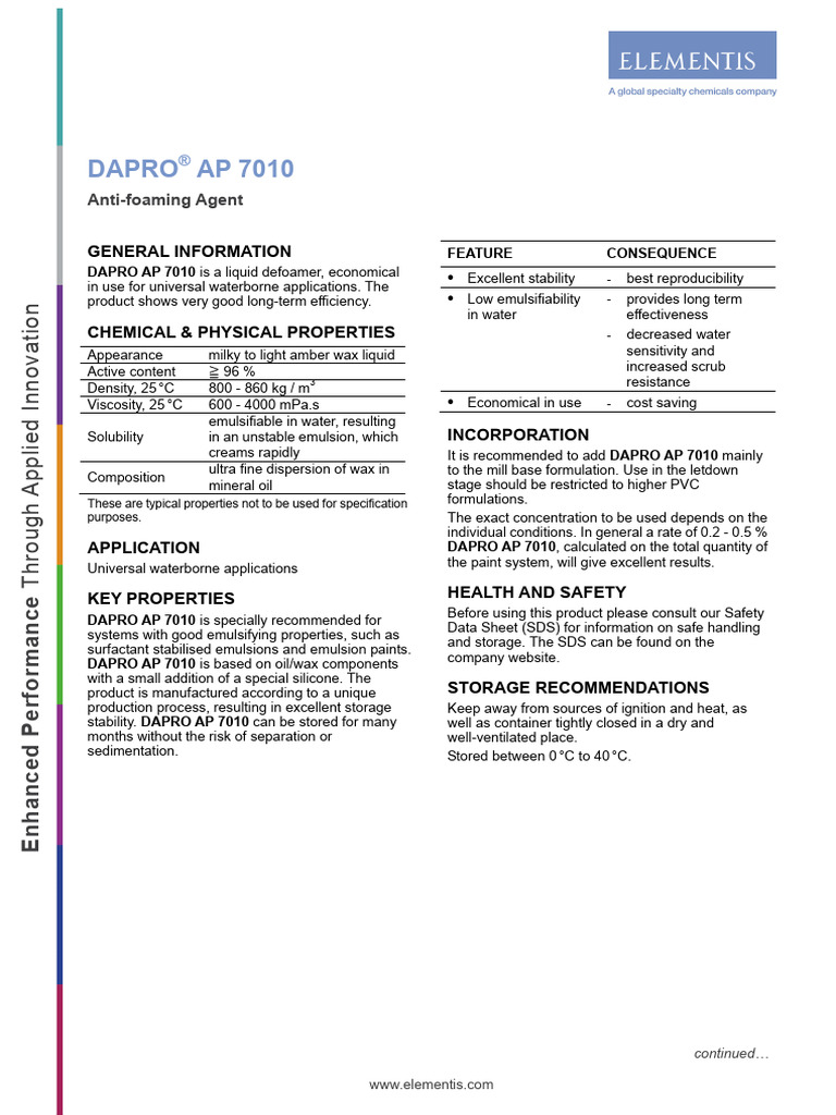 Dapro AP 7010 | PDF | Emulsion | Technology & Engineering