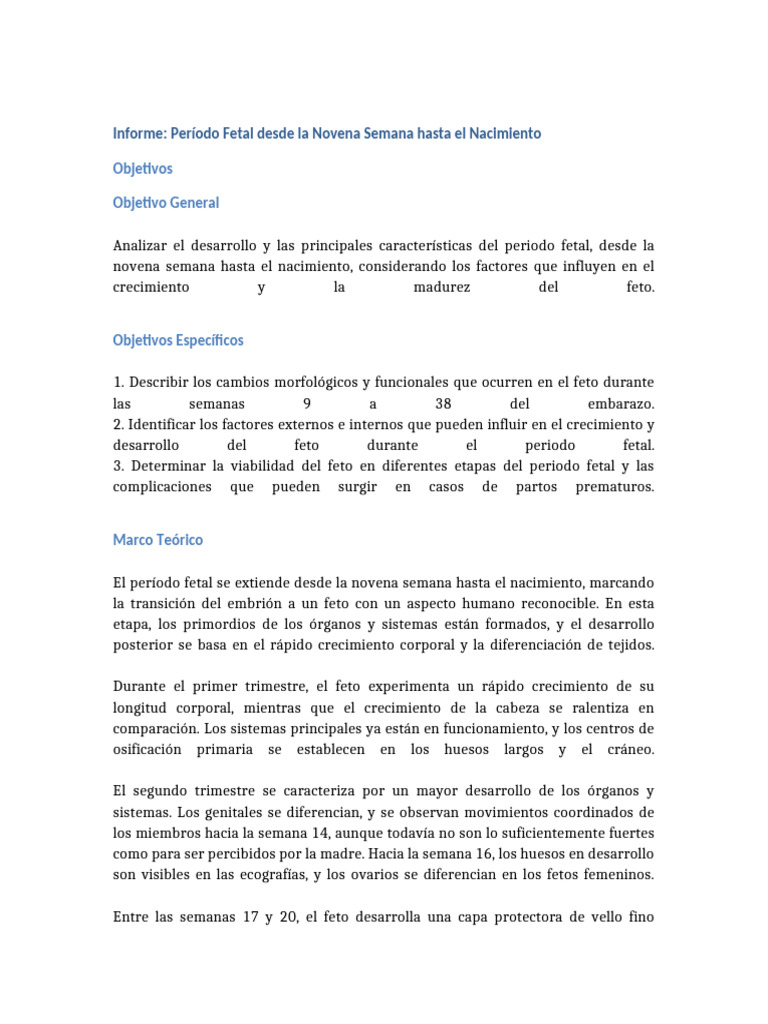 Informe Extenso Periodo Fetal | PDF