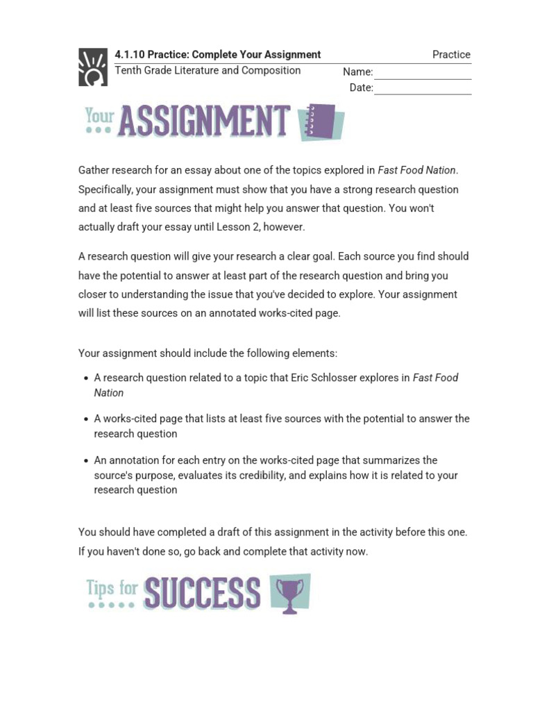 4.1.10 Practice - Complete Your Assignment (Practice) | PDF