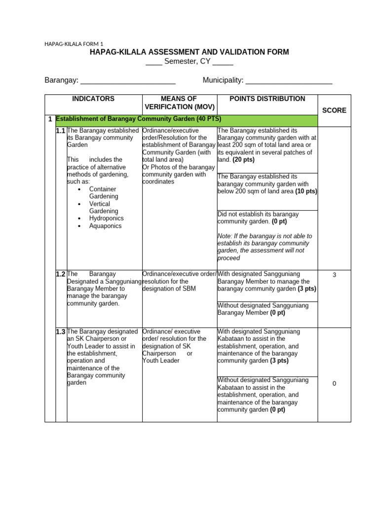 BLGU-3-HAPAG-Form-1 | PDF