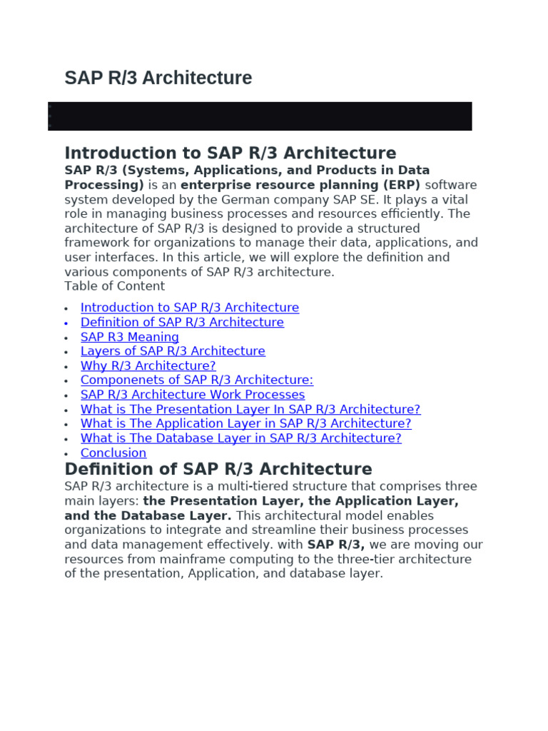SAP Architecture | PDF