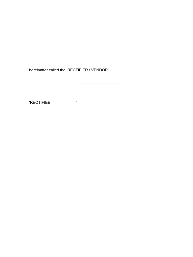 Deed of Rectification - English | PDF