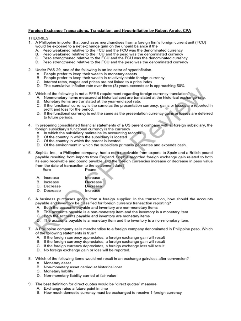 Week 10 - Foreign Exchange Transactions, Translation, and Hyperinflation | PDF | Exchange Rate ...