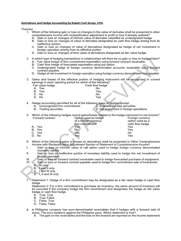 Week 11 - Derivatives and Hedge Accounting | PDF | Hedge (Finance ...