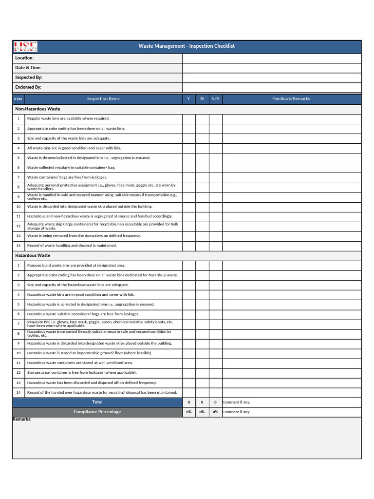 Waste Management Checklist | PDF