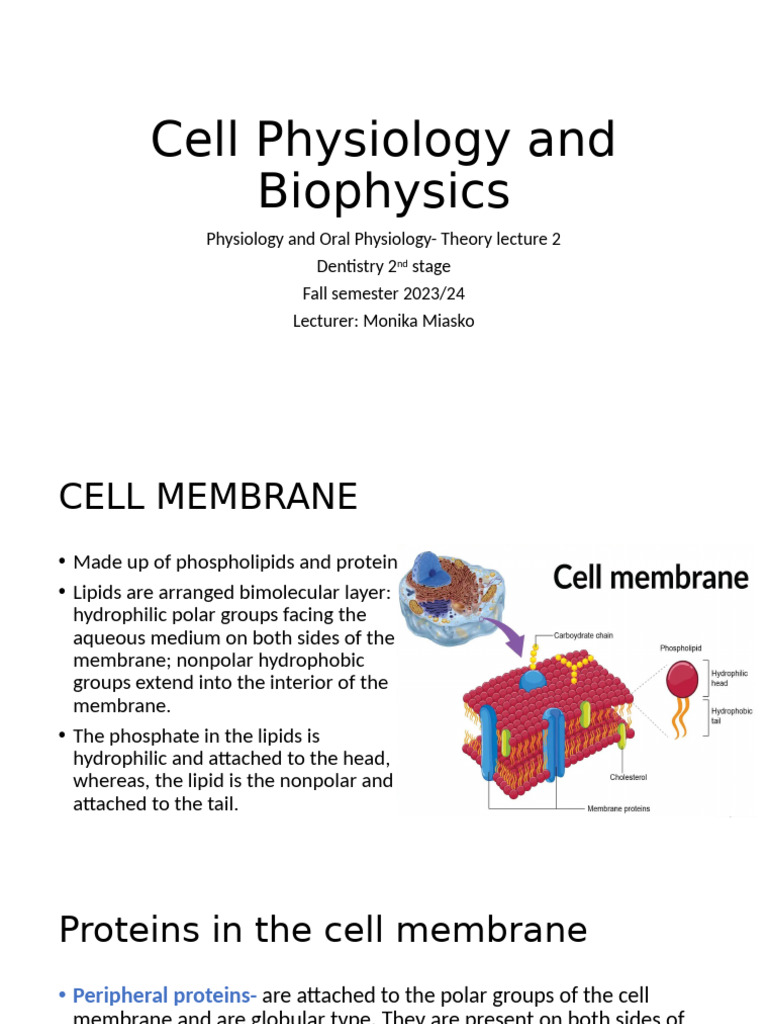 2 Cell Physiology and Biophysics | PDF