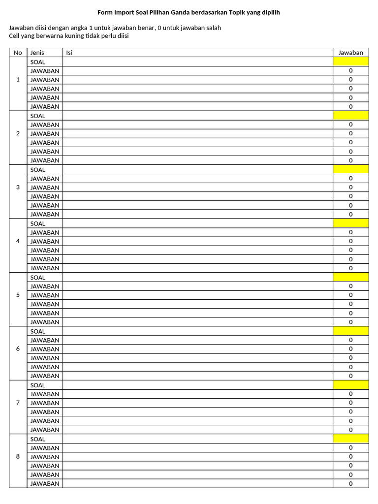 Form Soal Ganda | PDF