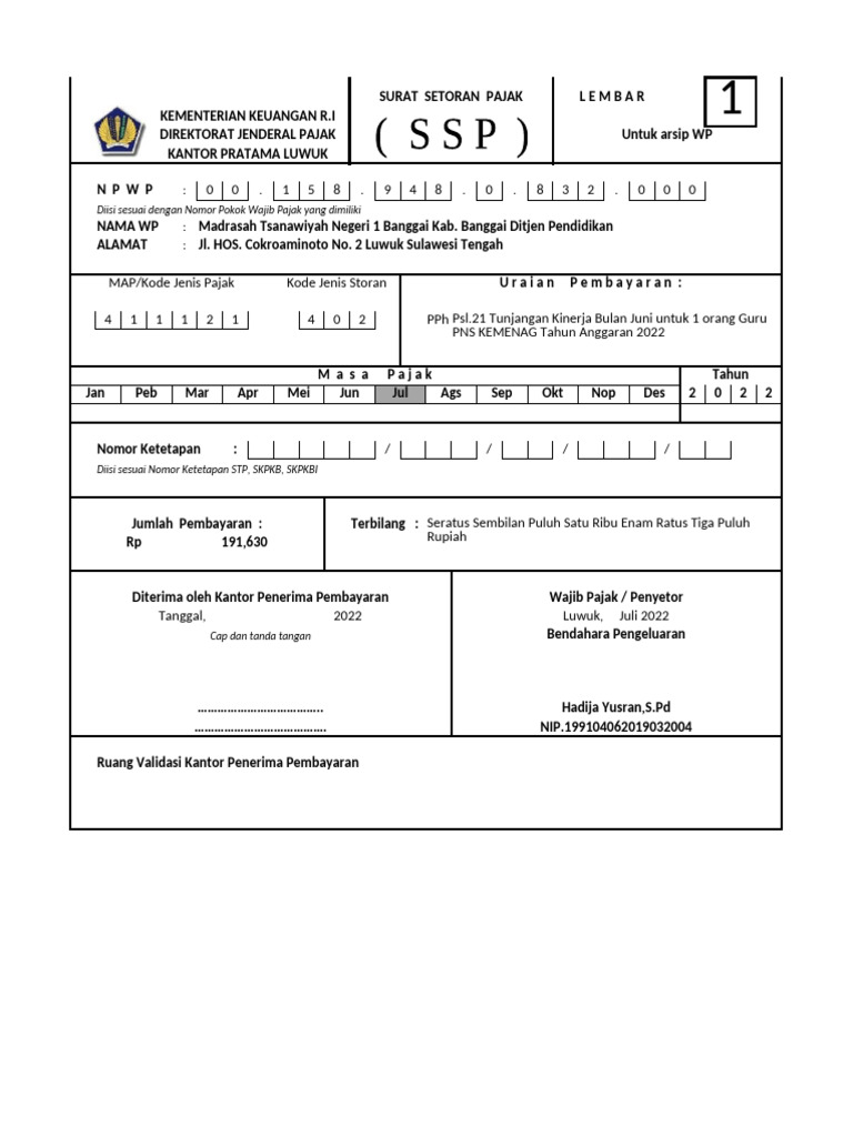 6.6 Juni MTSN 1 Banggai - SSP Sabrina | PDF
