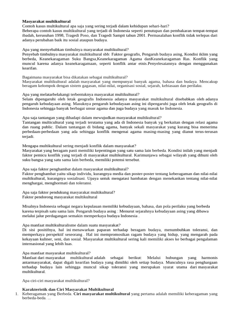 Masyarakat Multikultural | PDF