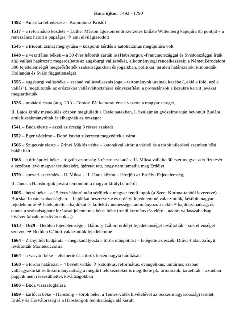 Kora Újkor Történelem Emelt Szint (2024 Követelményrendszer) | PDF