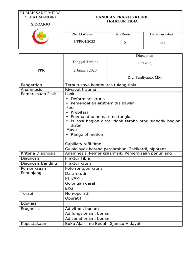 PPK Ortho Fraktur Tibia | PDF