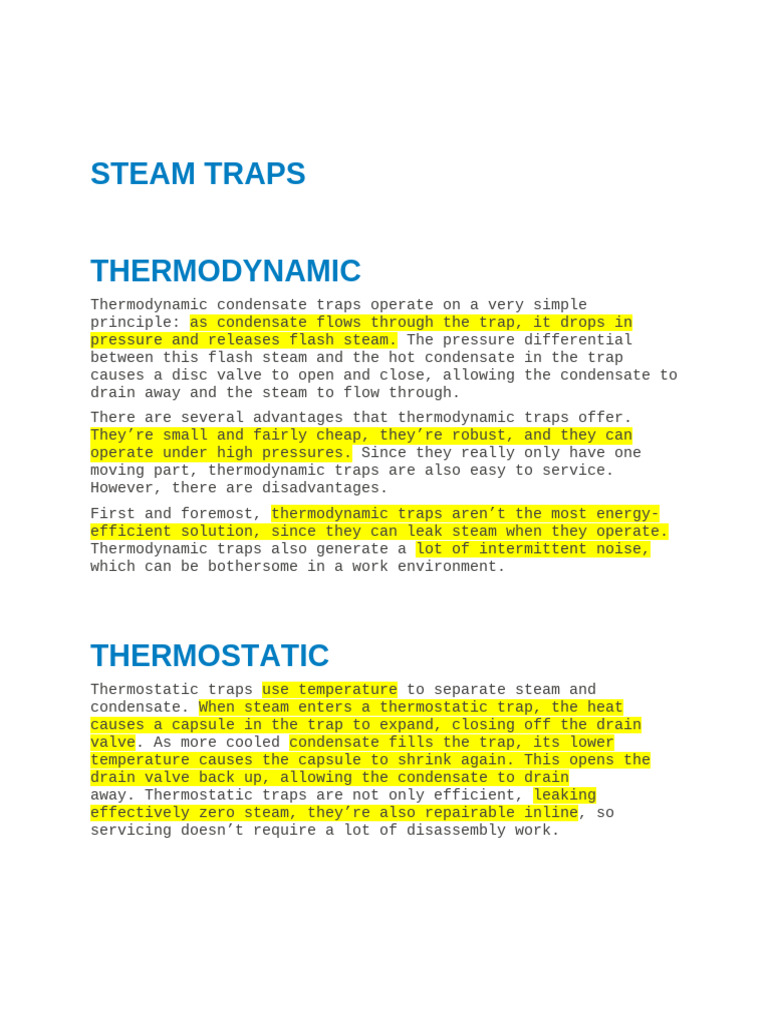 Thermodynamic Steam Trap Principles | PDF | Steam | Thermodynamics