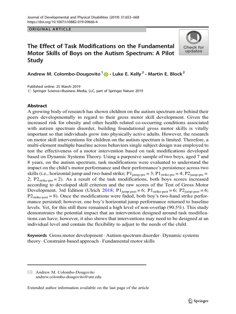 The Effect of Task Modifications On The Fundamental Motor Skills of ...