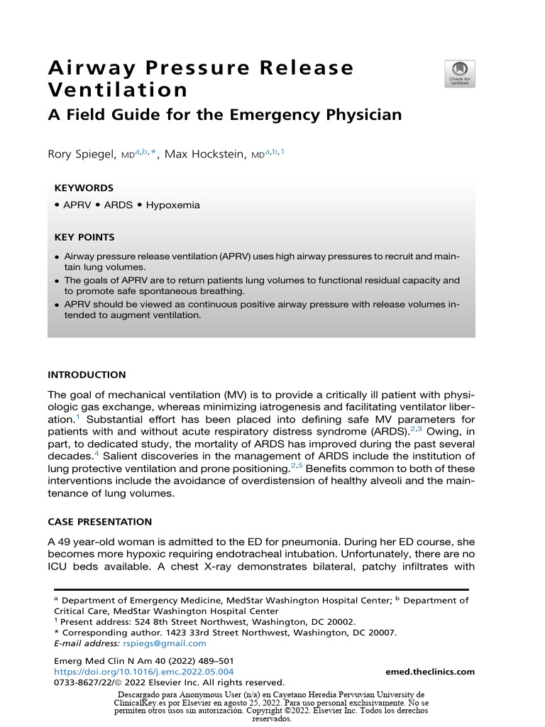 Airway Pressure Release Ventilation | PDF