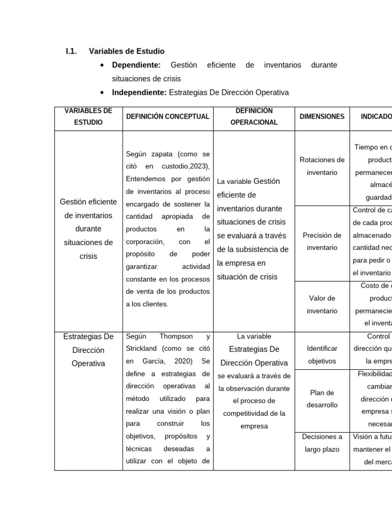Variables De Estudio Pdf
