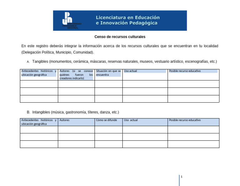 Formato Censo de Los Recursos Culturales | PDF