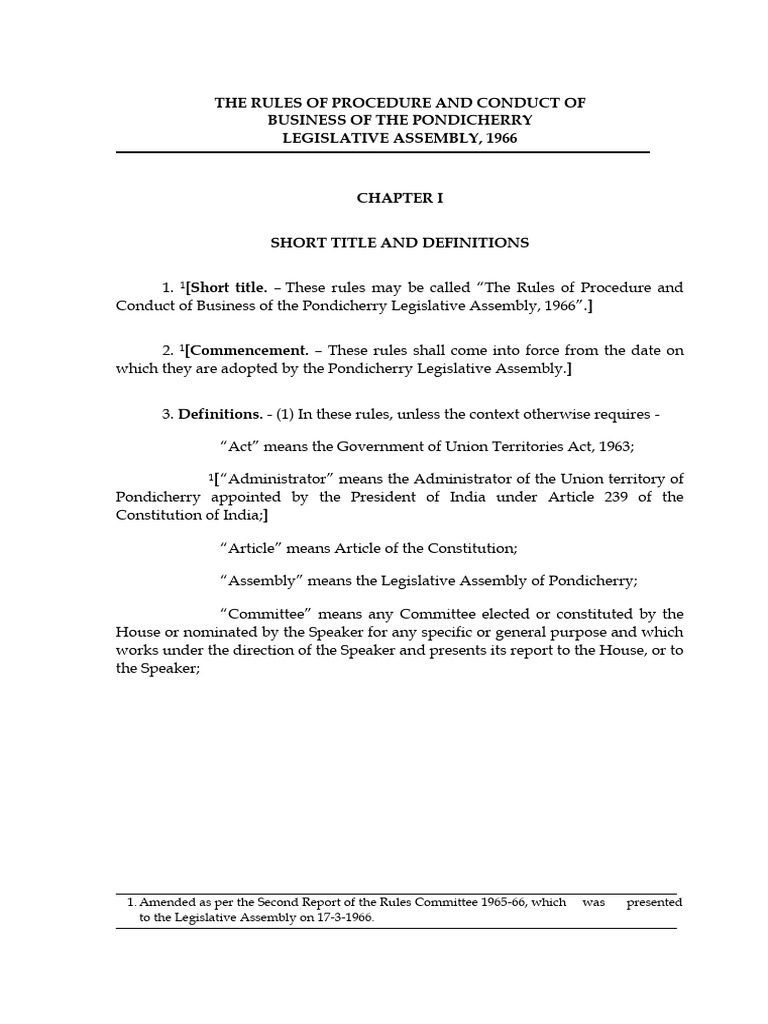 Procedure and Conduct of PLA 1966 | PDF