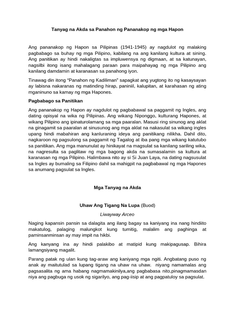 Tanyag Na Akda | PDF