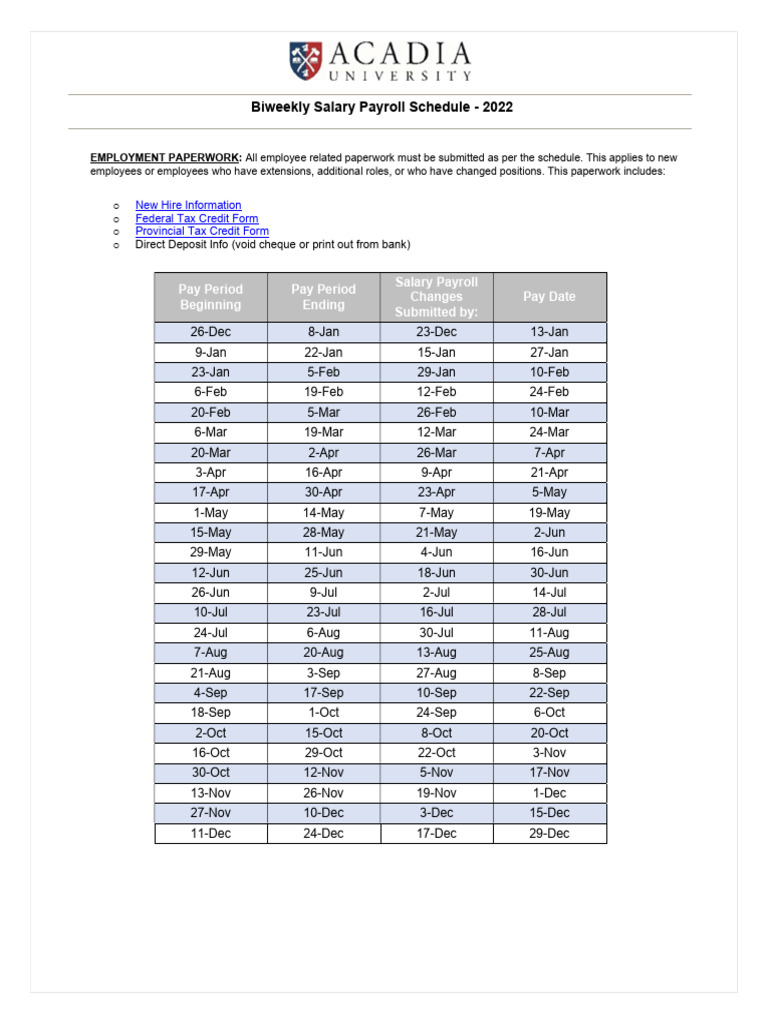 2022 Salary Payroll Schedule | PDF | Payroll | Business