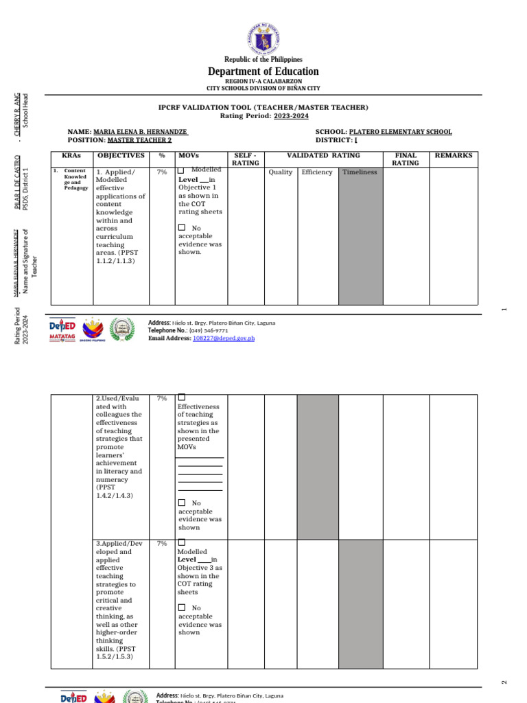 IPCRF Validation Tool WITH PLATERO LOGO | PDF