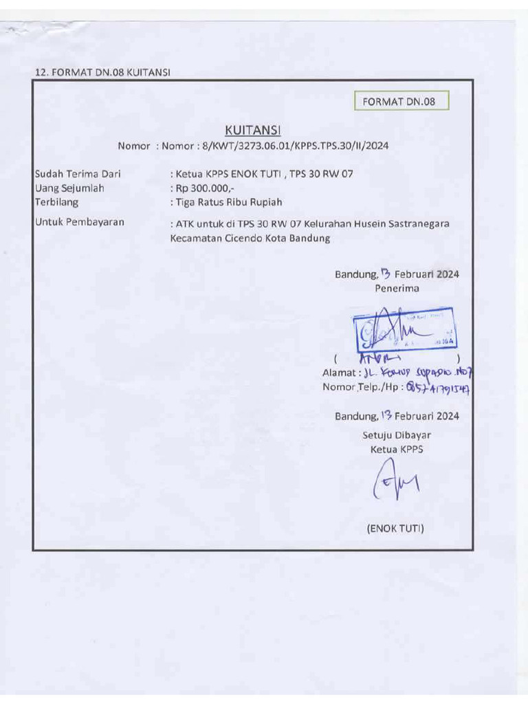 Kuitansi SPJ ATK | PDF