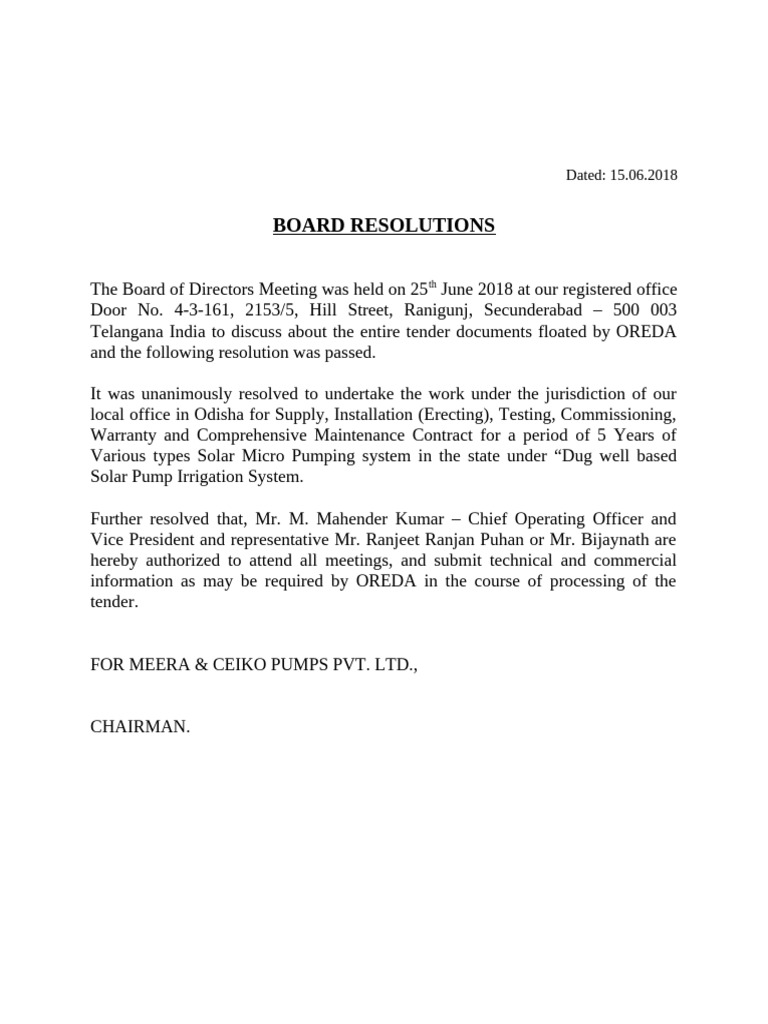 02 Board Resolutions | PDF