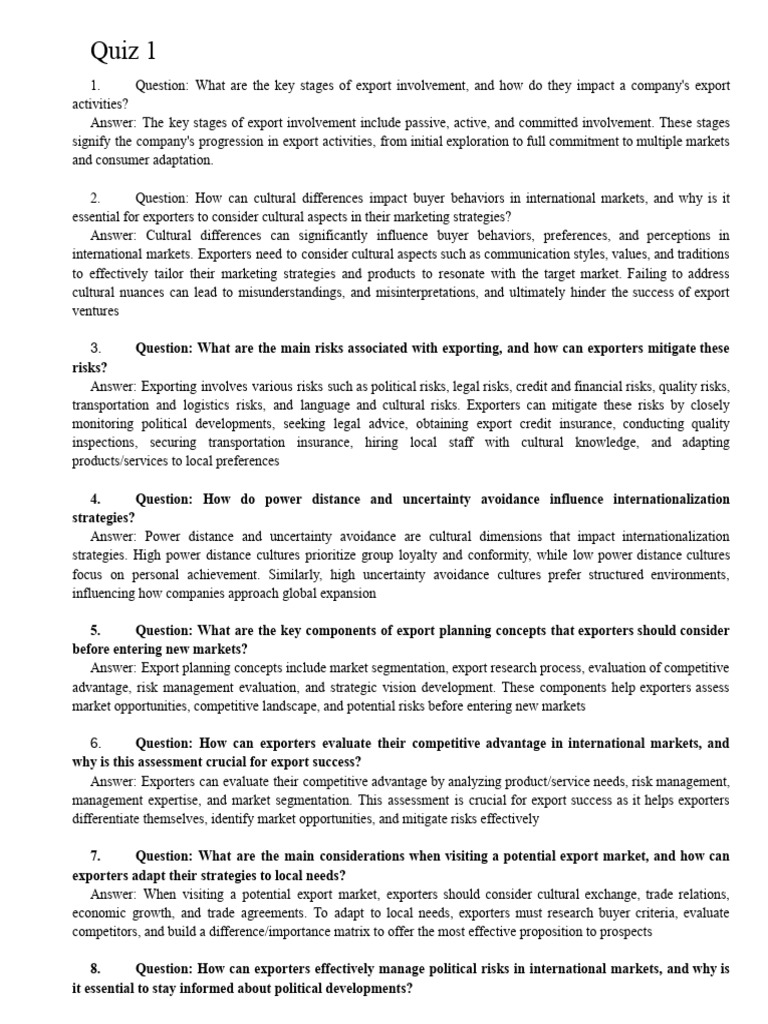 ESA Quiz 1 Q&As | PDF