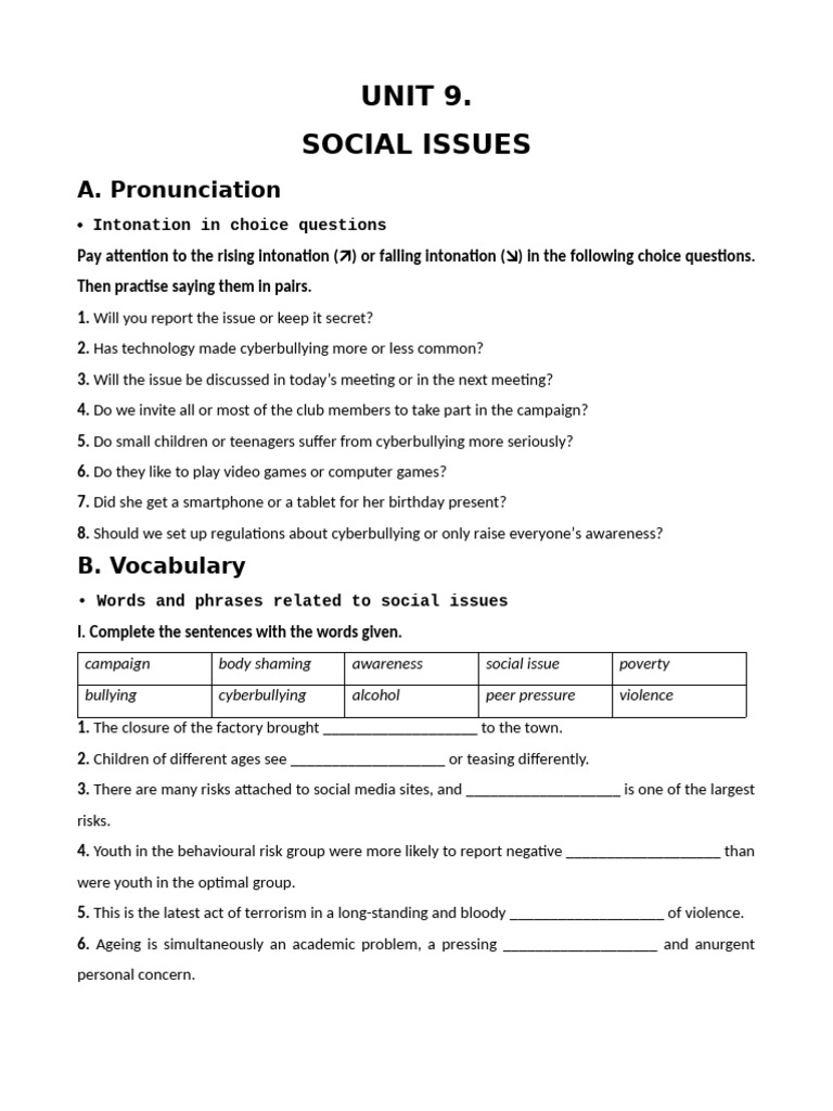 UNIT 9. Social Issues | PDF