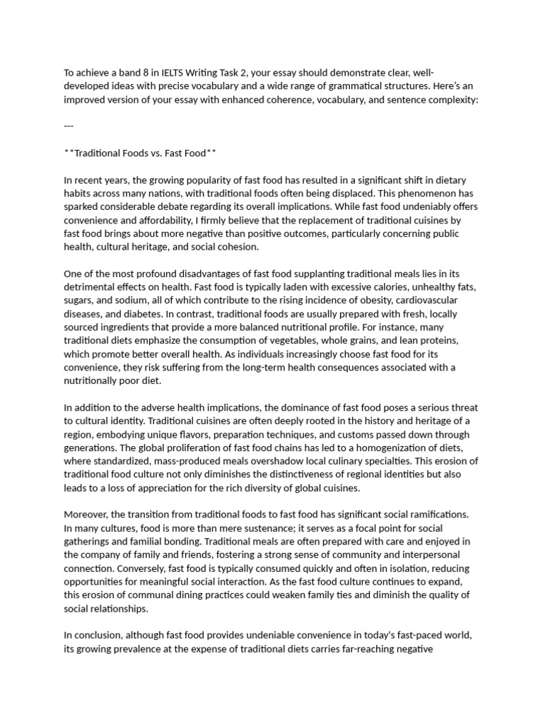 To Achieve A Band 8 in IELTS Writing Task 2 | PDF