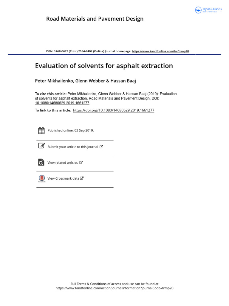 5 - Evaluation of Solvents For Asphalt Extraction | PDF