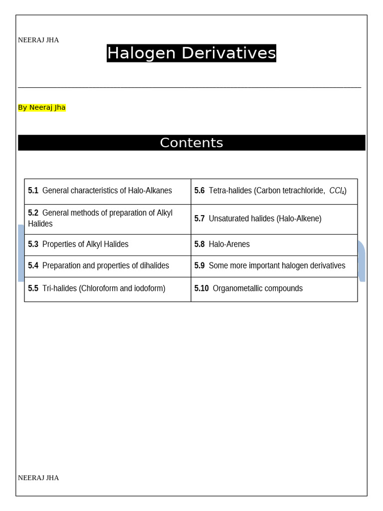 Halogen Derivatives Part 1 (Final) Eng | PDF