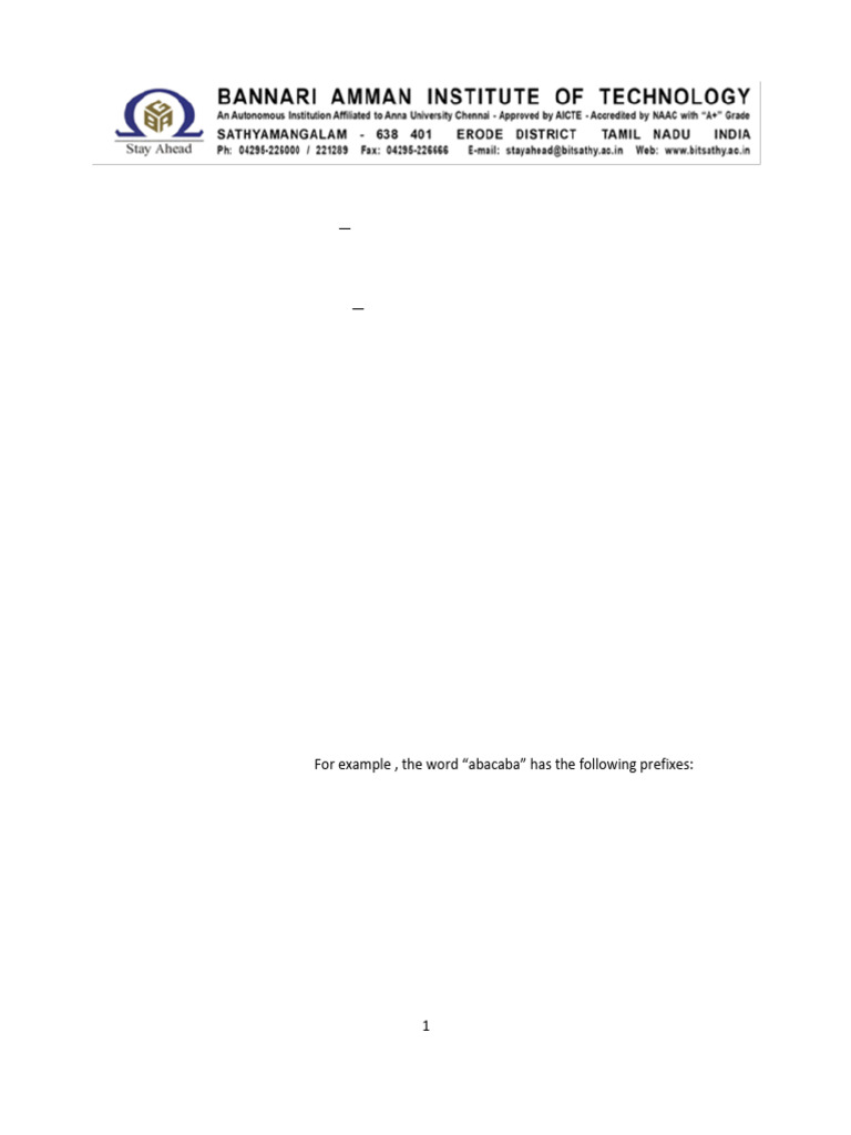 22ai402 - Data Structures Ii: Prefix of A String | PDF