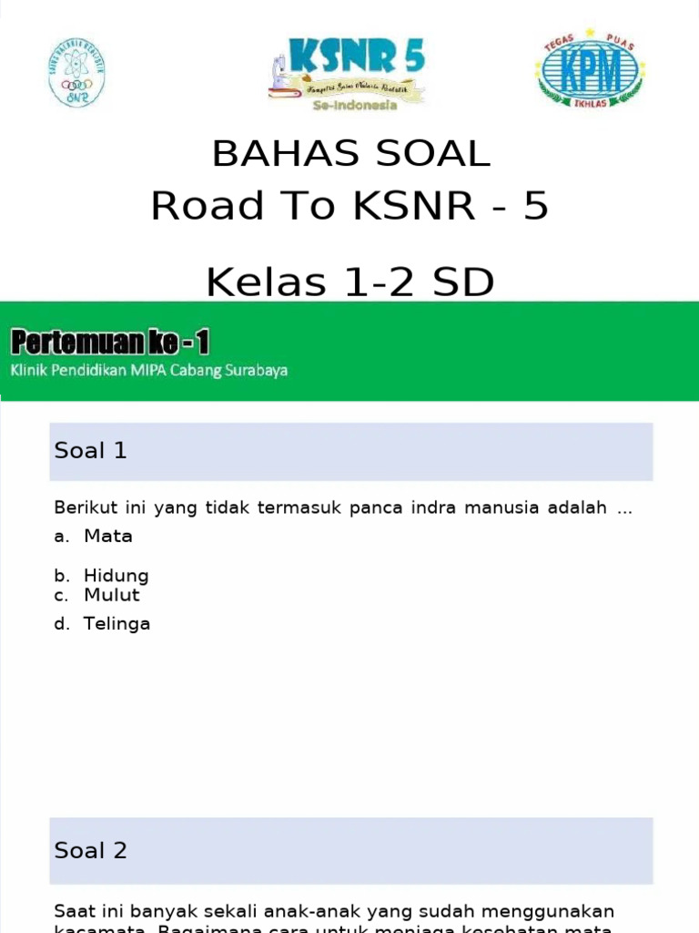 Bahas Soal: Road To KSNR - 5 Kelas 1-2 SD | PDF
