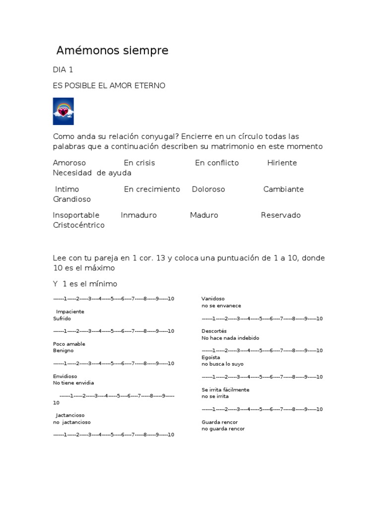 Amemonos Siempre Dia 1 y 2 | PDF