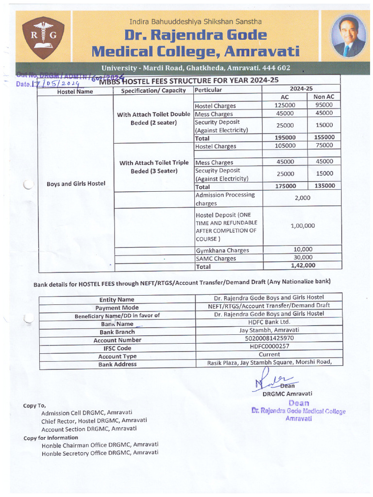 Hostel Fee 1 | PDF