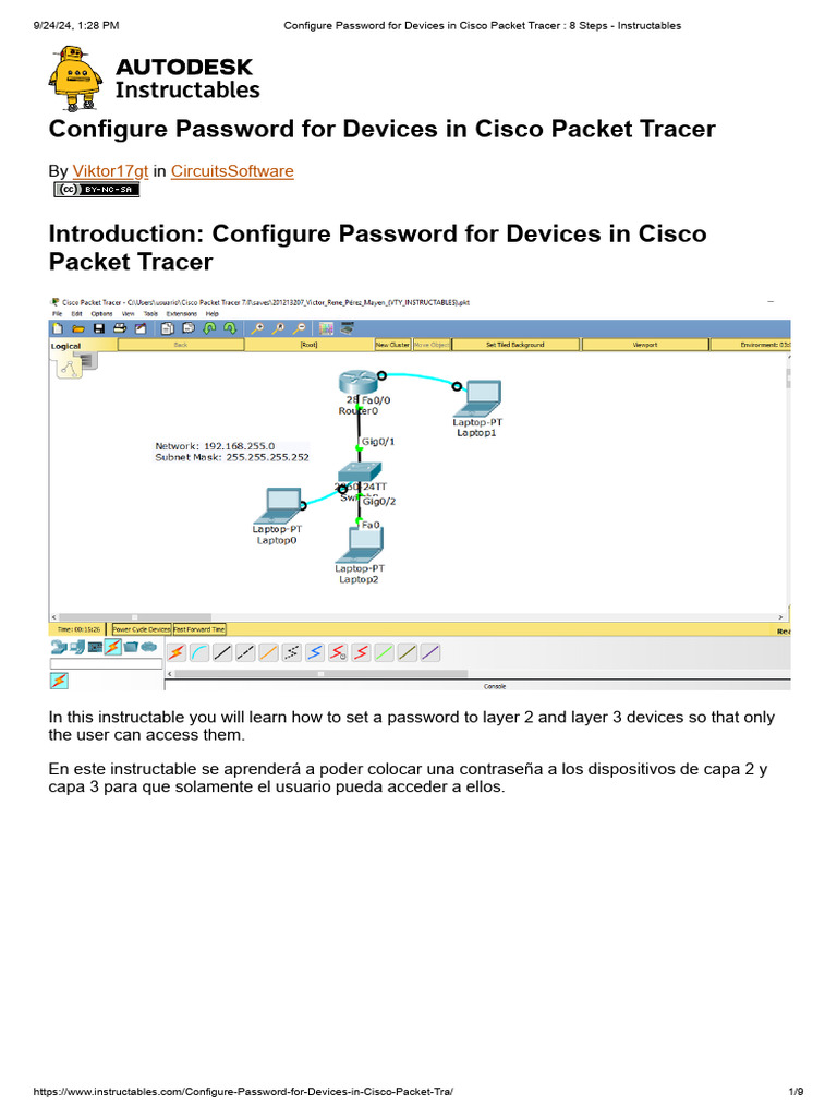 Configure Password For Devices in Cisco Packet Tracer - 8 Steps - Instructables | PDF