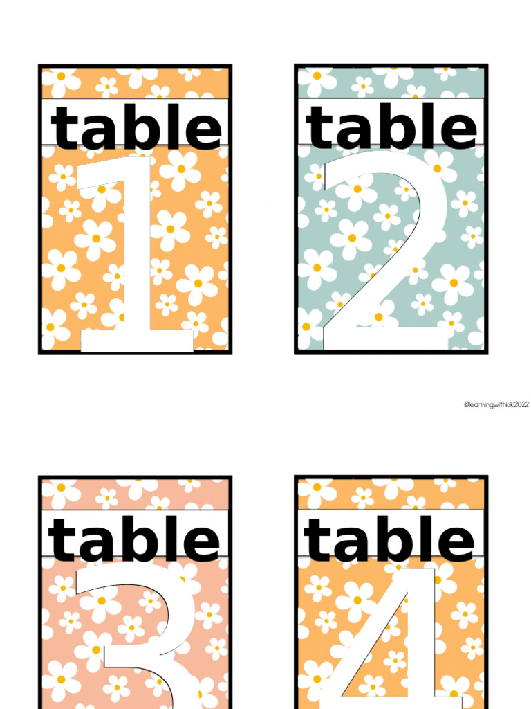 Editable Table Signs | PDF