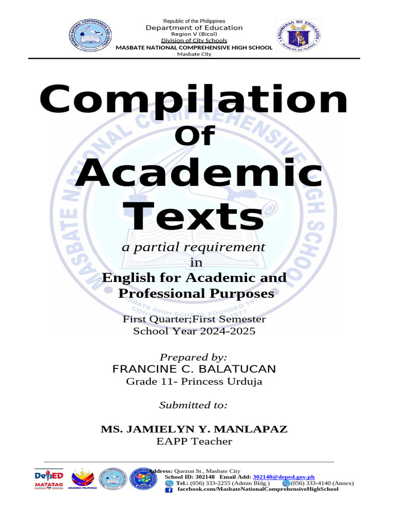 Sample of Compilation of Academic Texts | PDF