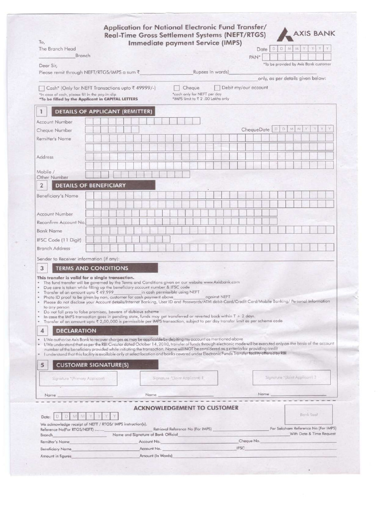 RTGSNEFT-Form Axis | PDF