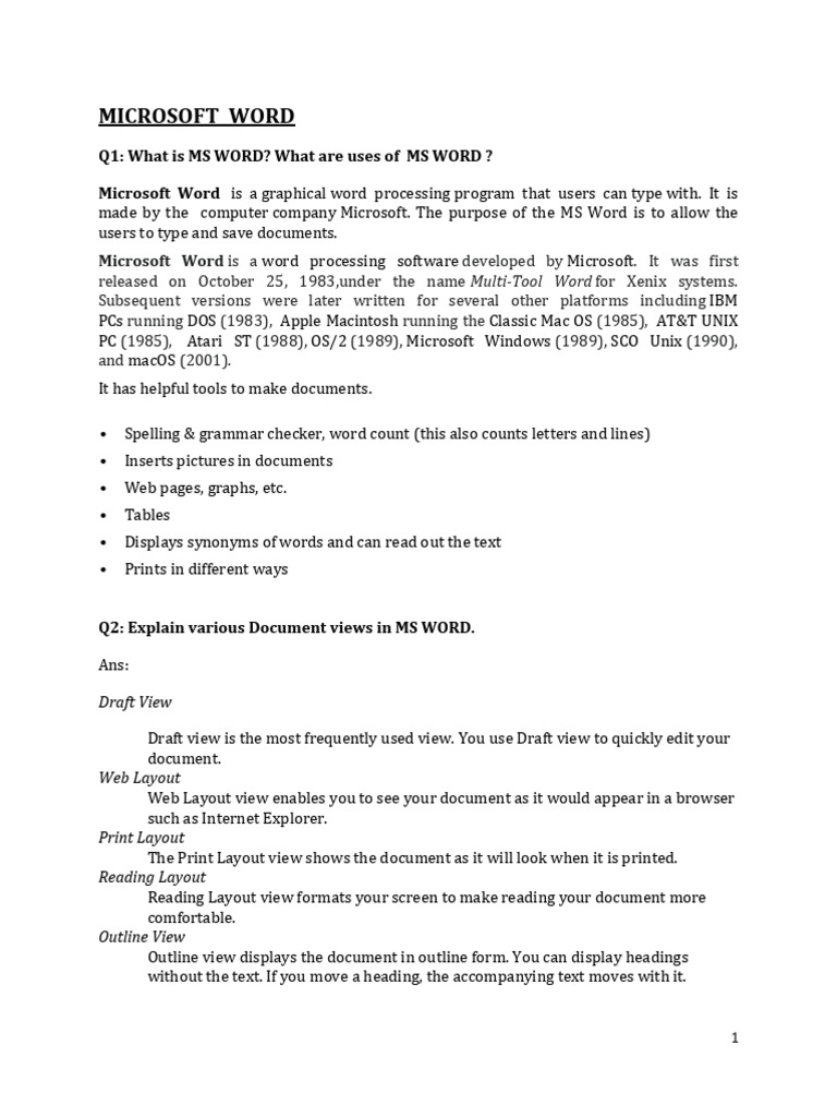 MS Word Bca 106 | PDF