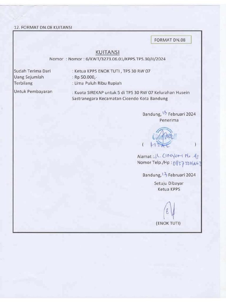 Kuitansi Kuota KPPS 4&5 | PDF
