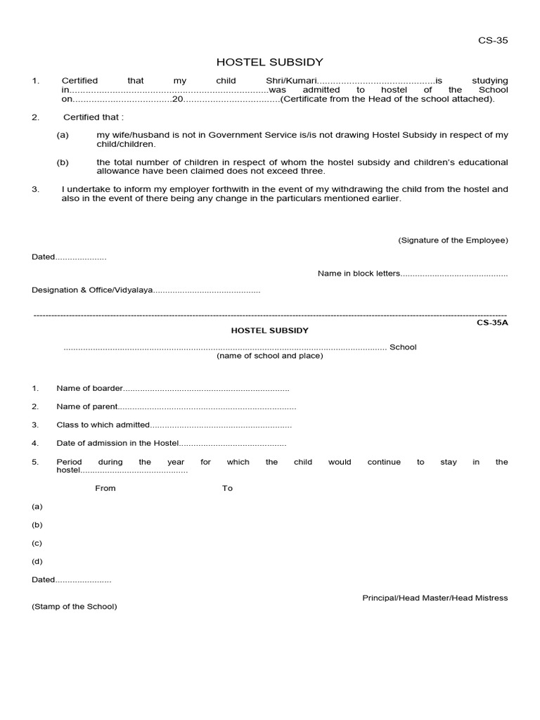 Hostal Subsidy Foemate | PDF
