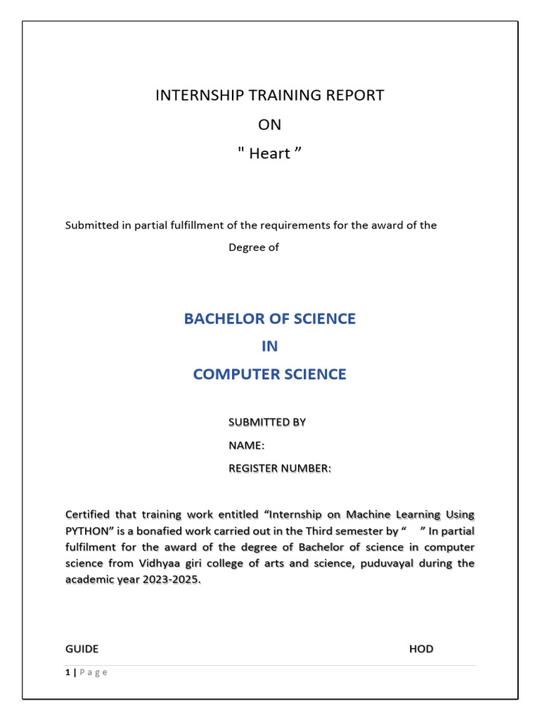 Internship Training Report | PDF | Machine Learning | Computers
