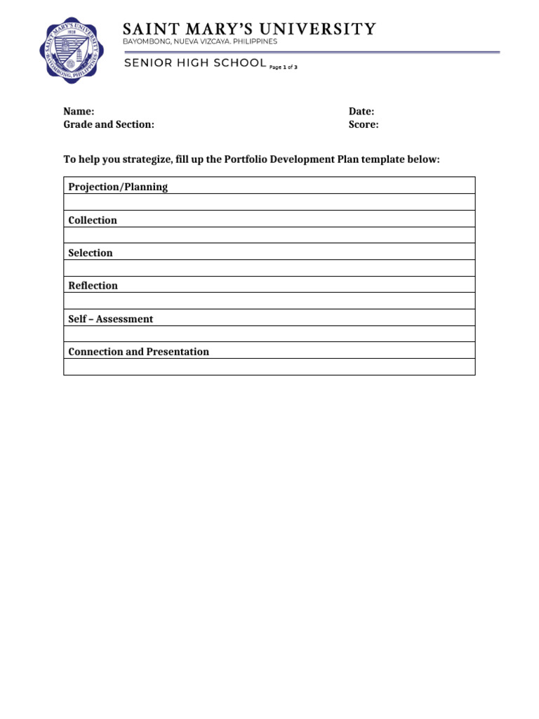 Portfolio Development Plan | PDF