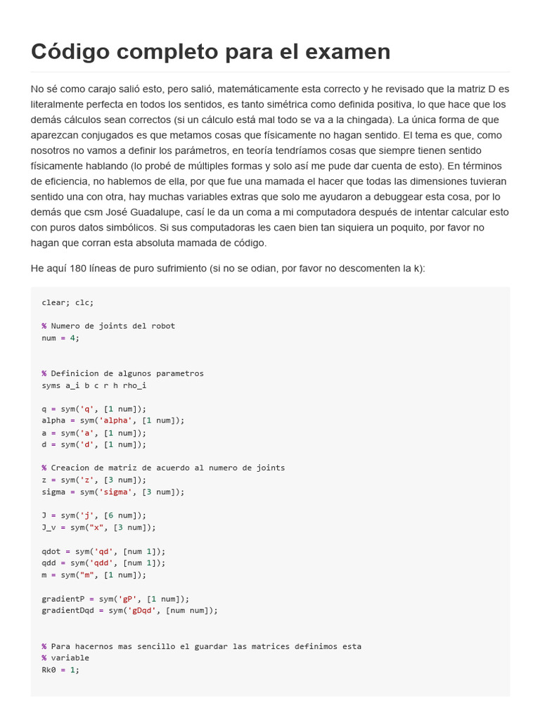 Código Completo para El Examen | PDF