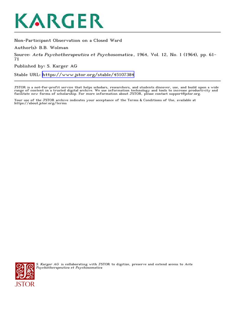 Wolman NonParticipantObservationClosed 1964 | PDF