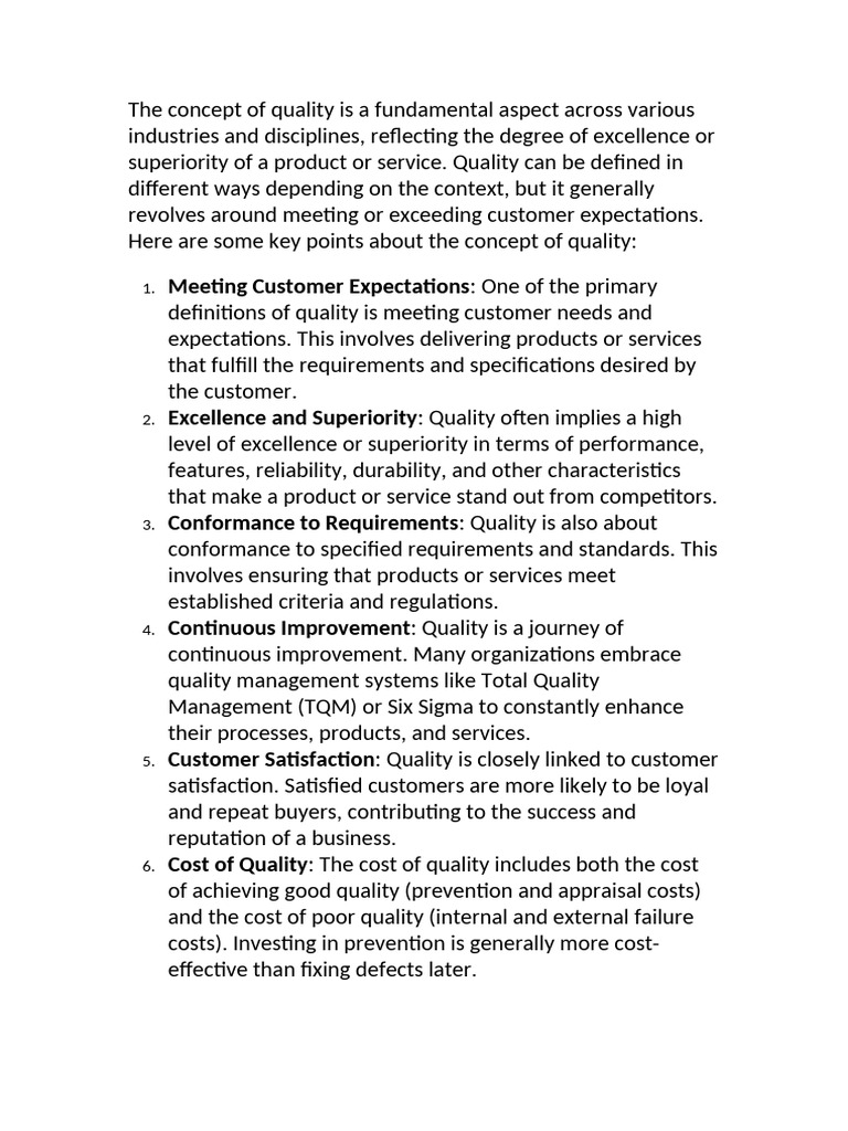 The Concept of Quality Is A Fundamental Aspect Acr | PDF